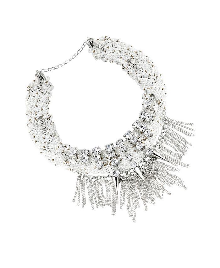 SOHI Women's Silver Plait Chain Drop Statement Necklace - Macy's