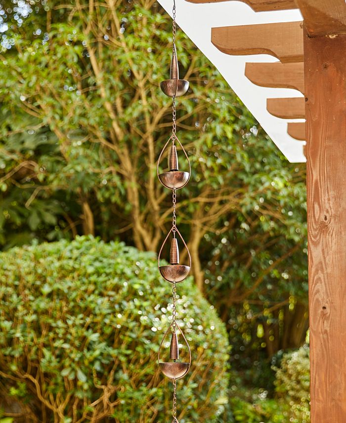 Glitzhome 8.5' 10-Piece Faux Copper Bowl and Bell Shaped Rain Chain ...