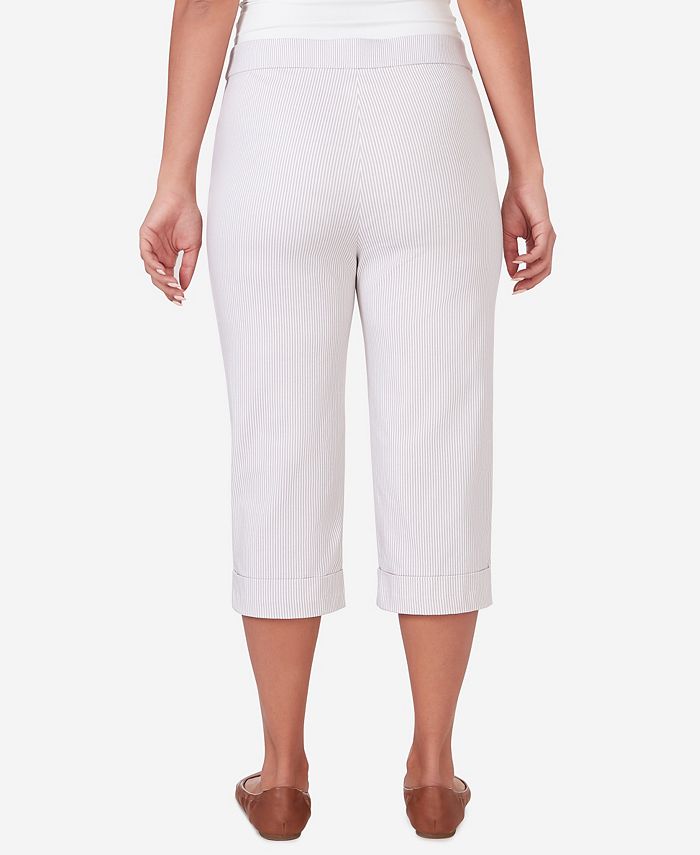 Alfred Dunner Women's Garden Party Stripe Clam Digger Capri Pants with ...