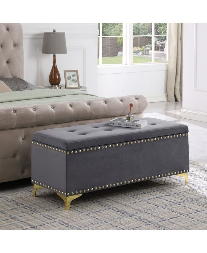 Simplie Fun Large Storage Benches Set, Nailhead Trim 2 In 1 Combination ...