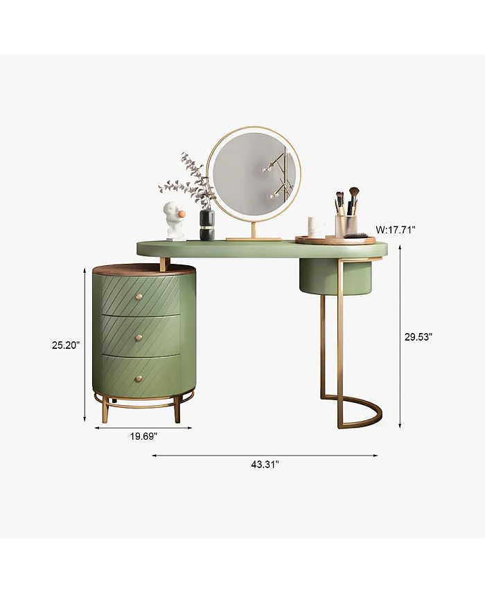 Simplie Fun Modern Makeup Vanity Table With LED Lighted Mirror ...