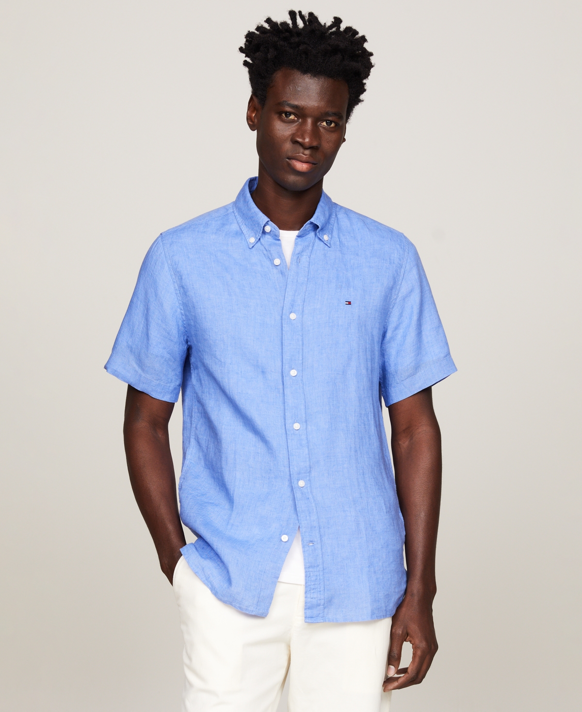Click here for Tommy Hilfiger Mens Regular-Fit Linen Short-Sleeve... prices