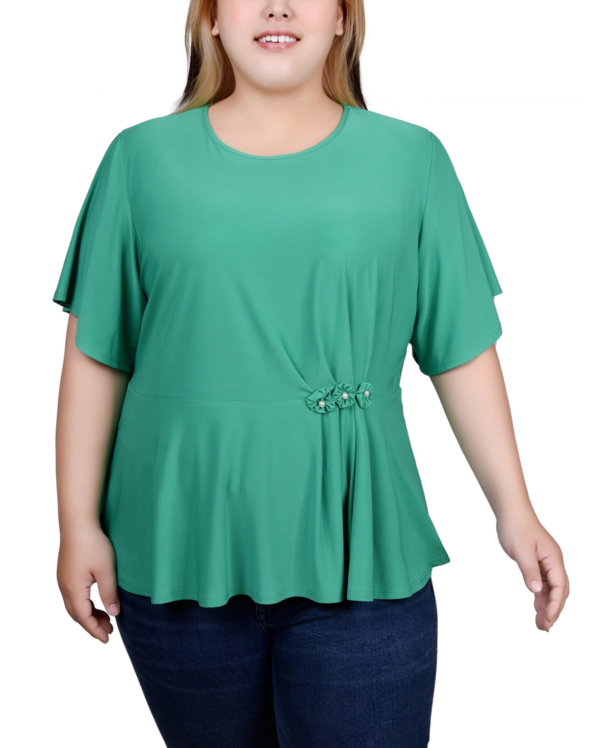 Click here for Ny Collection Plus Size Flutter Sleeve Flower-Deta... prices