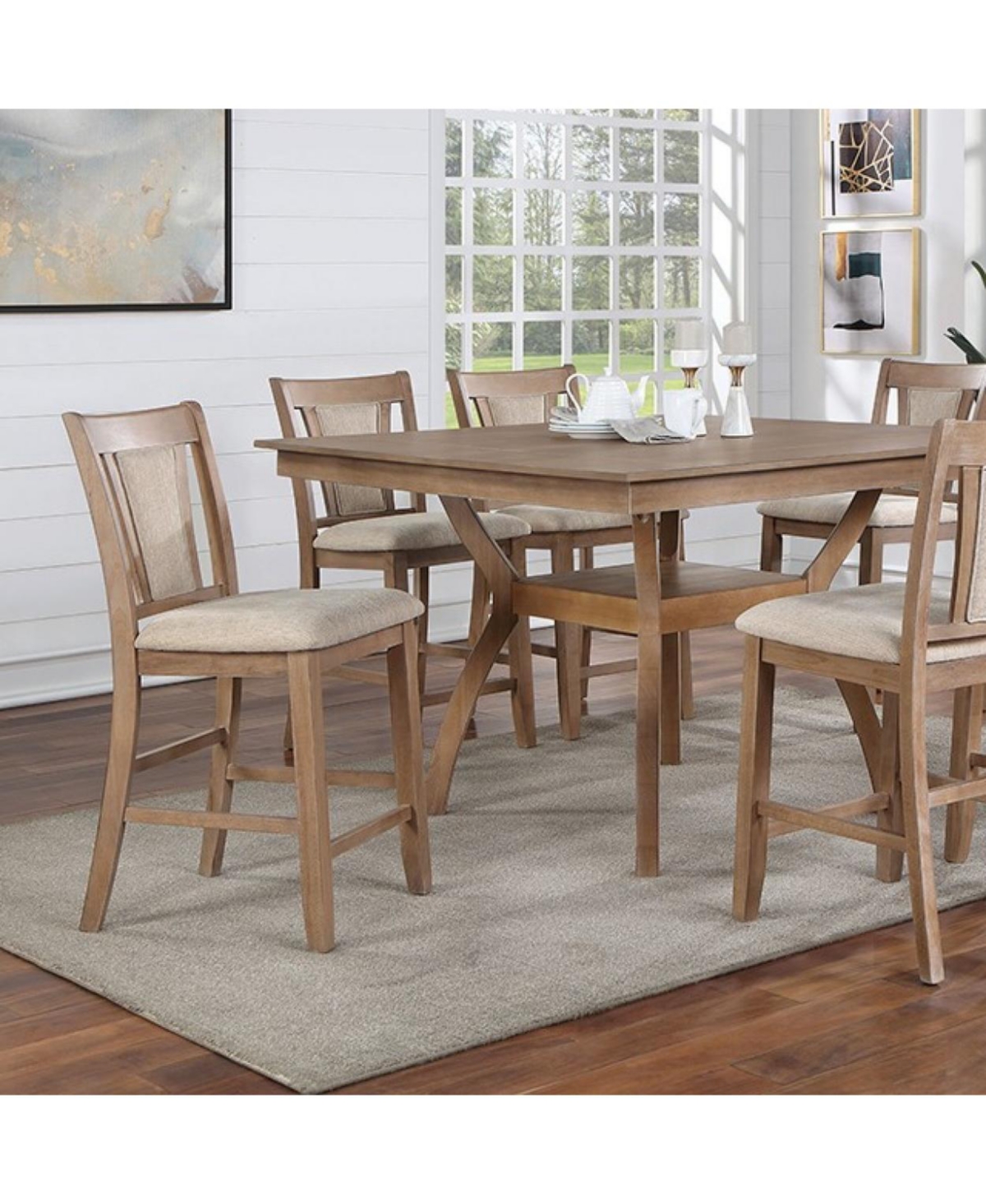 Click here for 2 Counter Height Chairs in Natural Tone & Beige Wo... prices