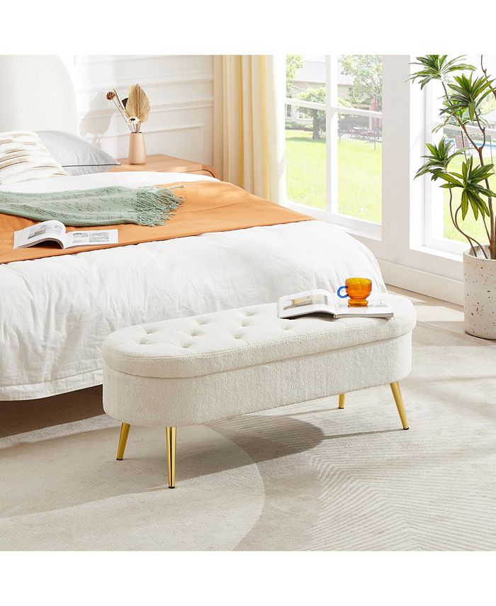 Simplie Fun Storage Bench Velvet Suit A Bedroom Soft Mat Tufted Bench ...