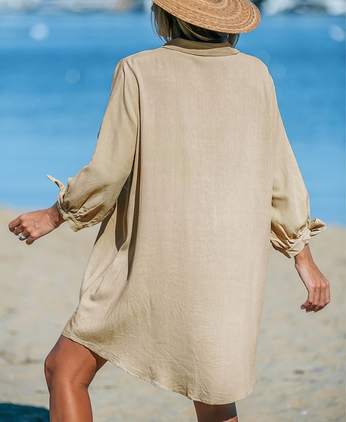 CUPSHE Women's V-Neck Button Front Cover-Up Dress - Macy's