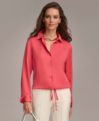 Donna Karan Women's Drawstring-Hem Shirt - Macy's