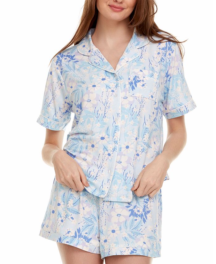 Flora by Flora Nikrooz Women's 2-Pc Gabriella Printed Shorty Pajamas ...