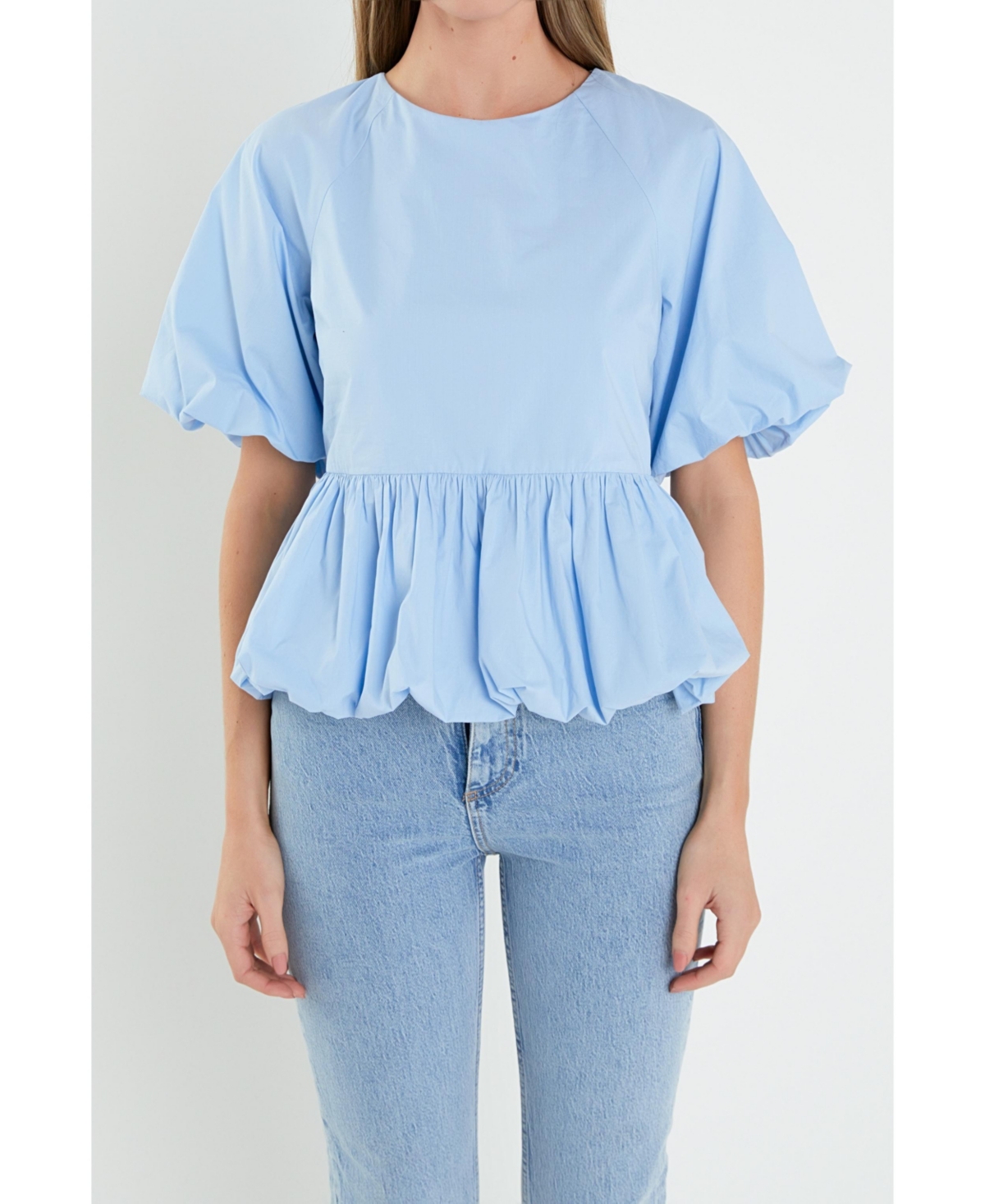 Click here for Womens Balloon Poplin Top - Powder blue prices
