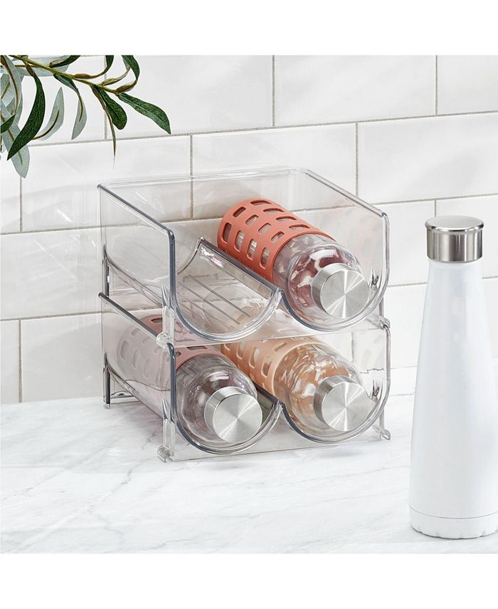 mDesign Stackable Plastic 2 Bottle Refrigerator Wine Rack Holder ...
