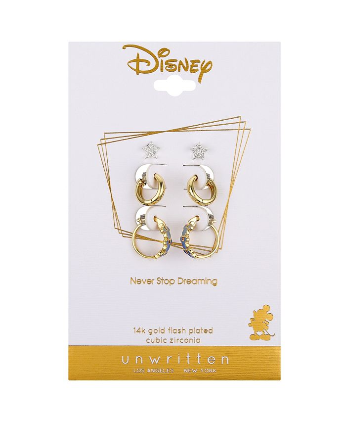 Disney Cubic Zirconia Star Blue Enamel Mickey Mouse Stud Hoop Earring ...