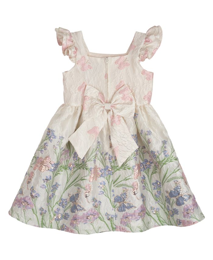 Rare Editions Toddler Girls Floral Butterfly Brocade Flutter-Sleeve ...