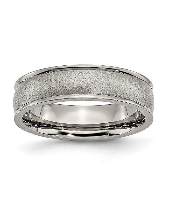Chisel Titanium Brushed Center 6 mm Ridged Edge Wedding Band Ring - Macy's