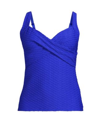 Lands' End Women's Texture Underwire Wrap Tankini Swimsuit Top - Macy's