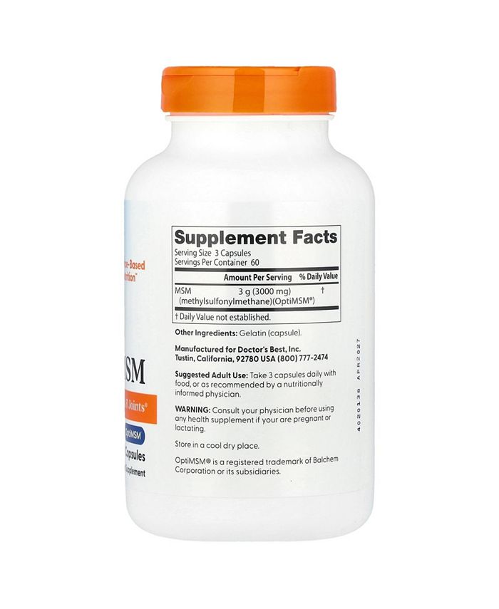 Doctor's Best MSM with OptiMSM 1 000 mg - 180 Capsules - Macy's
