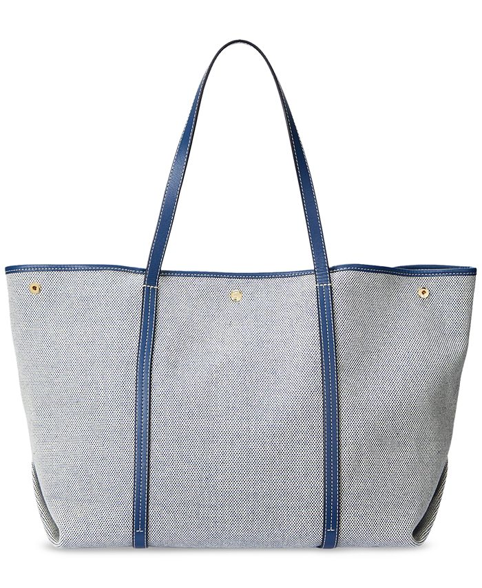 Lauren Ralph Lauren Canvas and Leather Large Emerie Tote - Macy's
