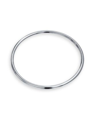 Basic Strong Stackable 3MM Smooth Polished Solid Rounded Edge .925 Sterling Silver Bangle ...