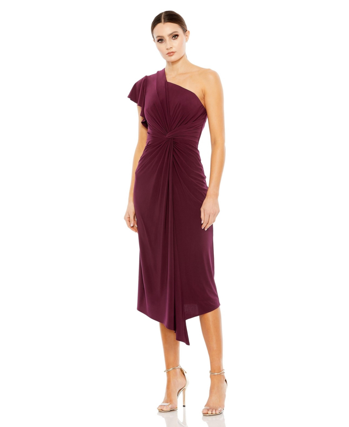 Click here for Mac Duggal Womens One Shoulder Midi Length Dress -... prices