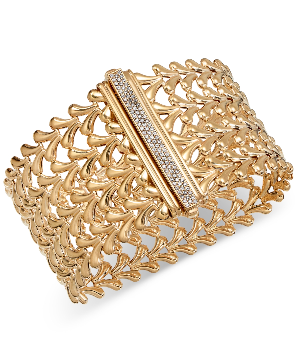 Click here for Diamond Pave Clasp Wide Fancy Link Bracelet (5/8 c... prices