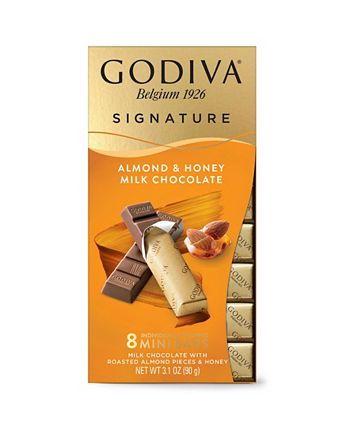 Godiva Signature Almond and Honey Milk Chocolate Mini Bars, Set of 12 ...