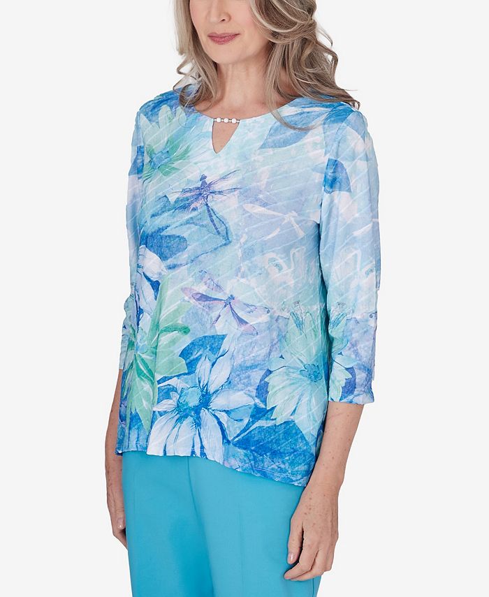 Alfred Dunner Women's Summer Breeze Floral Watercolor Top - Macy's