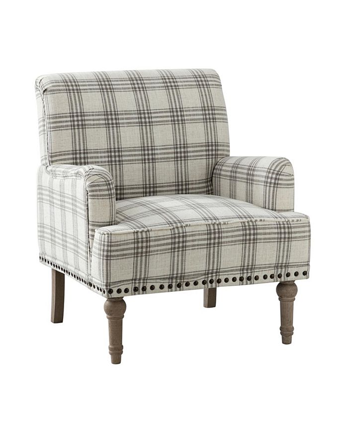 Hulala Home Ruarc Farmhouse Upholstered Armchair - Plaid Design Accent ...