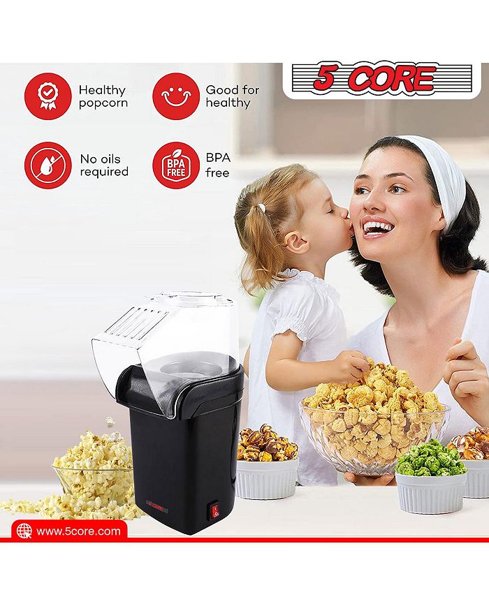 5 Core Popcorn Machine Black Capacity 16 Cups Hot Air Popcorn Popper ...