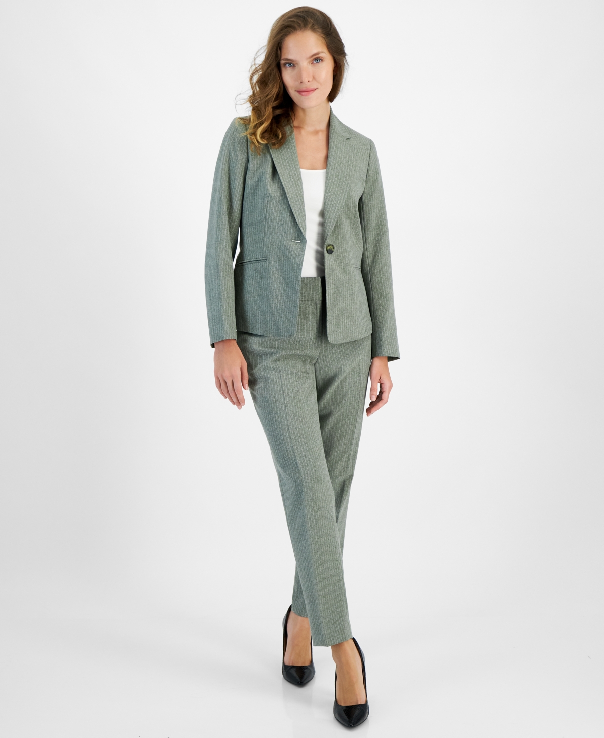 Click here for Le Suit Pinstripe One-Button Jacket & Slim-Fit Pan... prices