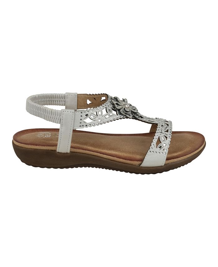 GC Shoes Women's Toni Embellished Flower Slingback Flat Sandals - Macy's