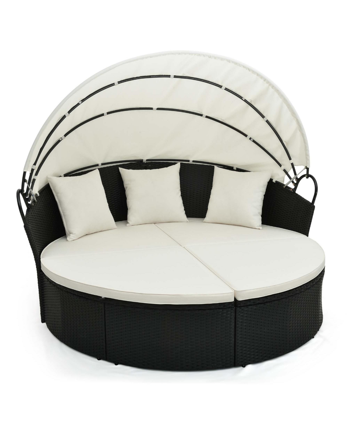 Click here for Patio Round Daybed with Retractable Canopy Rattan... prices