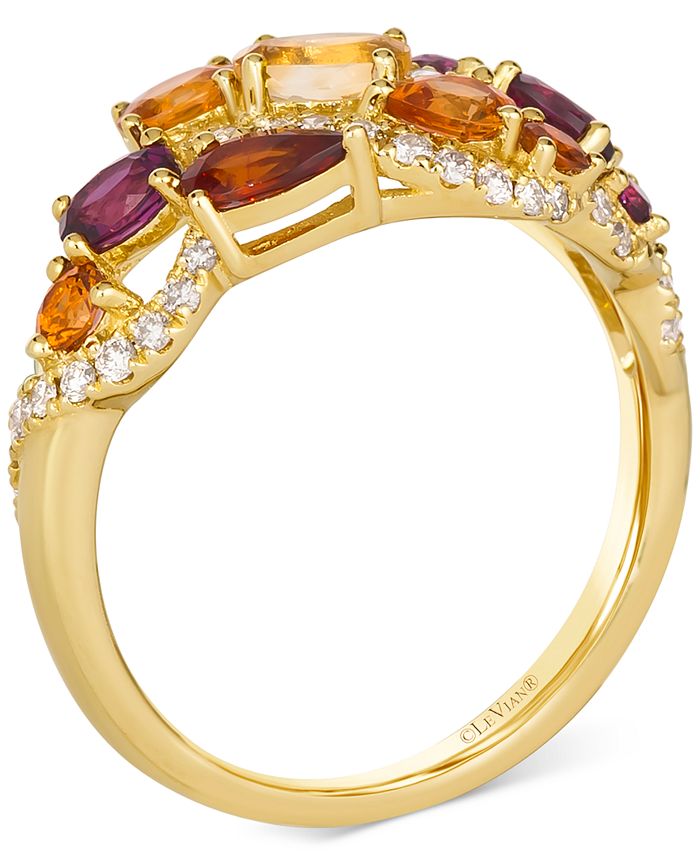 Le Vian Multi-Gemstone (1-1/2 ct. t.w.) & Vanilla Diamond Ring (1/3 ct. t.w.) in 14k Gold - Macy's