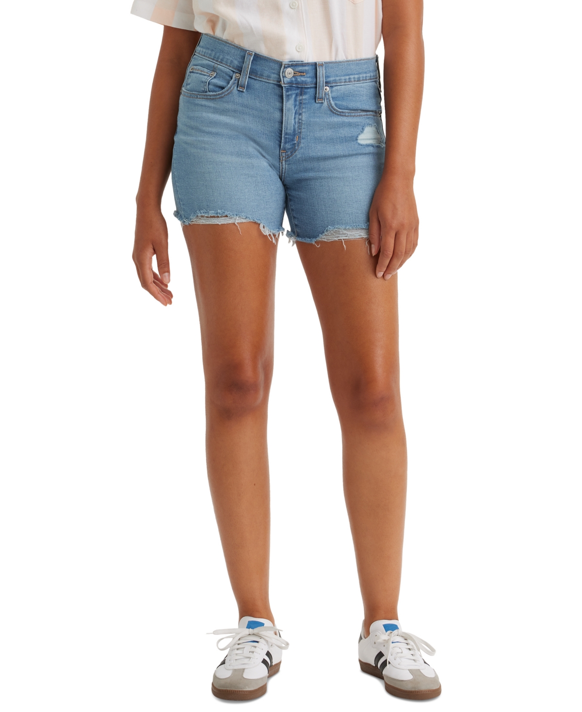 Click here for Levis Womens Mid Rise Mid-Length Stretch Shorts -... prices