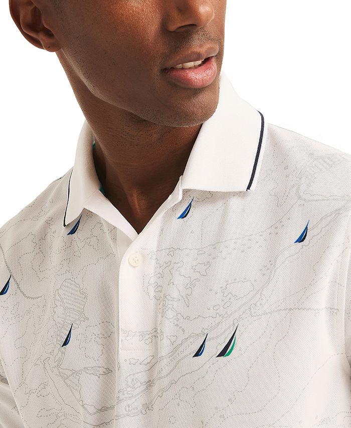 Nautica Men's Navtech Short-Sleeve Printed Button Polo Shirt - Macy's