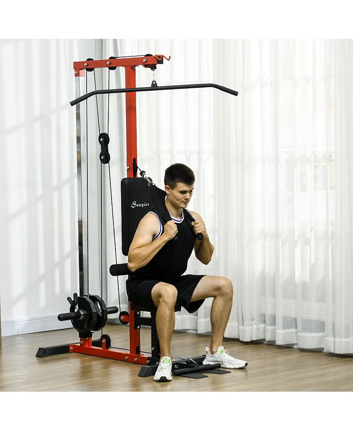 Soozier Cable Machine Lat Pull Down Machines with Flip-Up Footplate ...