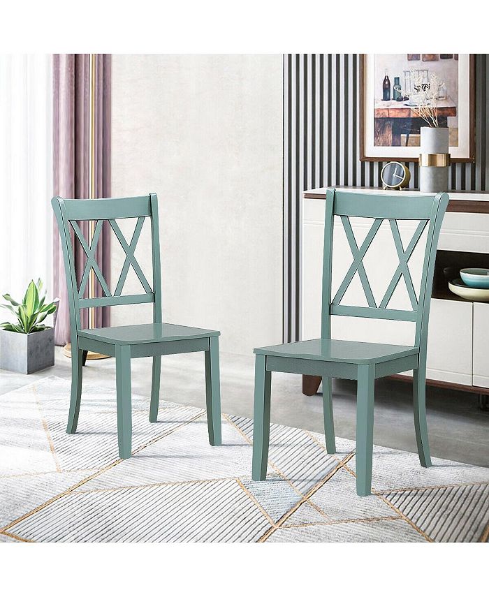 Slickblue Set of 2 Cross Back Rubber Wood Dining Chairs - Macy's