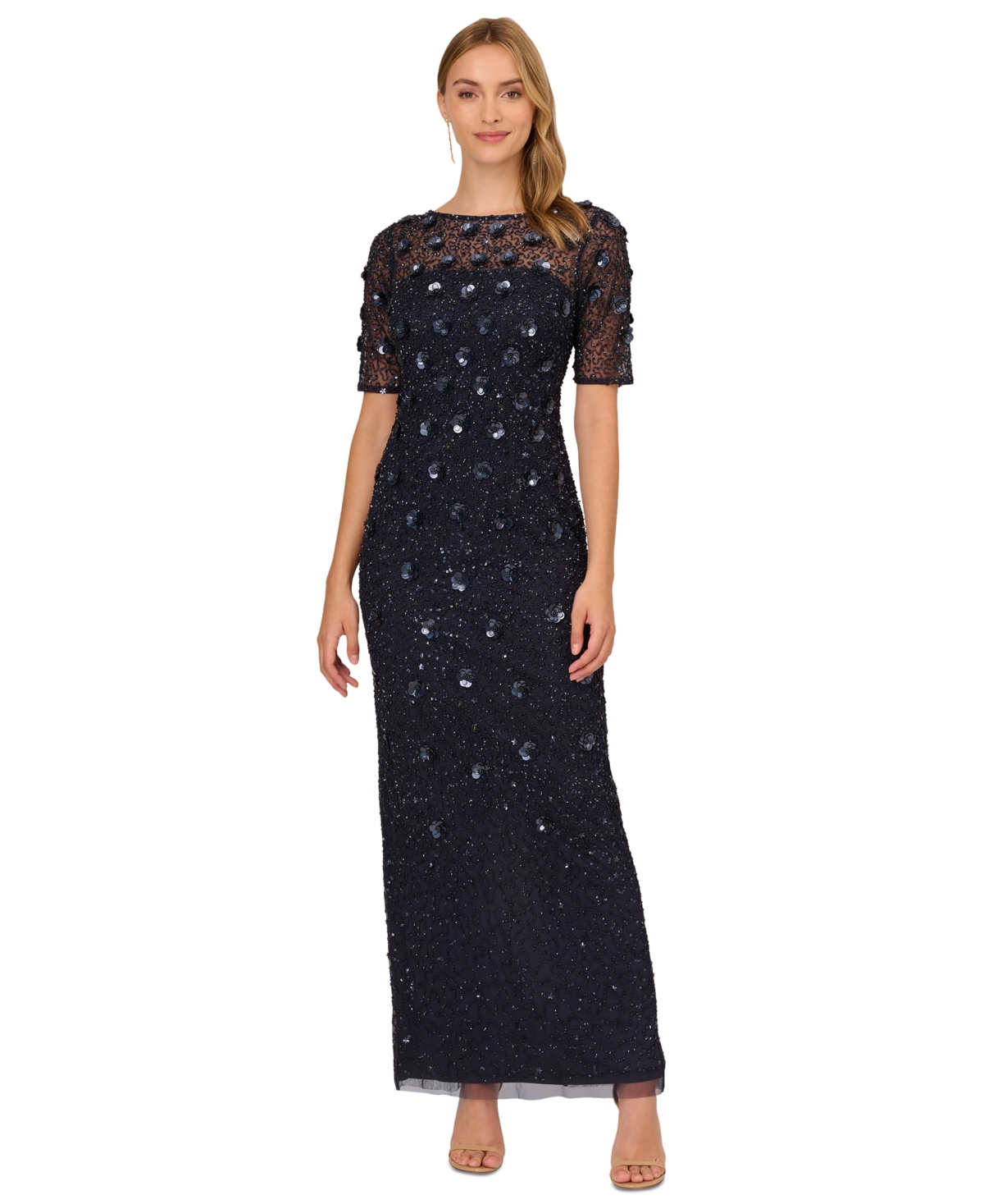 Click here for Adrianna Papell Petite 3D Floral Embellished Gown... prices