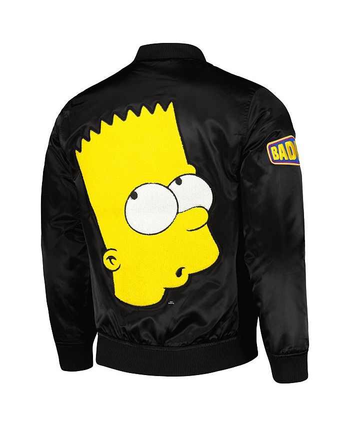 Freeze Max Men's Black The Simpsons Bart Simpson Satin Full-Snap Jacket ...