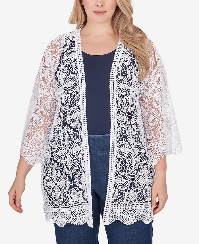 Ruby Rd. Plus Size Medallion Lace Cotton Top - Macy's