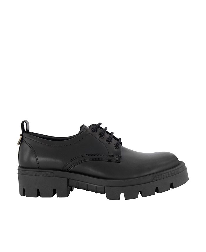 KARL LAGERFELD PARIS Men's White Label Leather Plain Toe Derby On Lug ...
