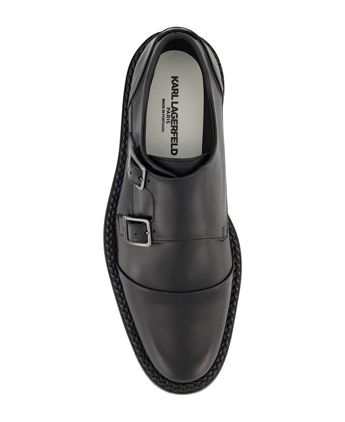 KARL LAGERFELD PARIS Men's White Label Leather Double Monk Cap Toe ...