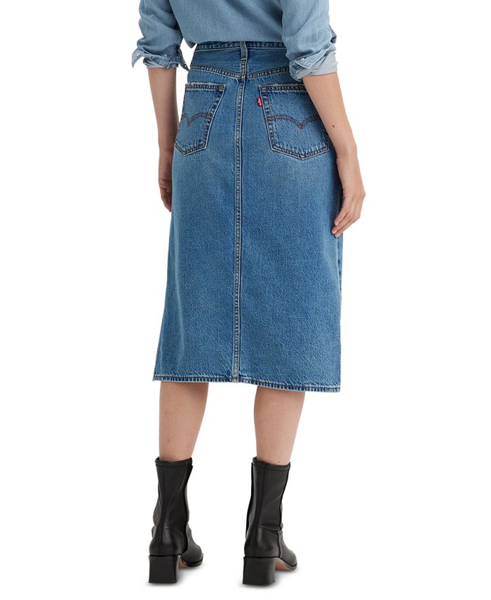 Levi's Women's Side-Slit Denim Midi Skirt - Macy's