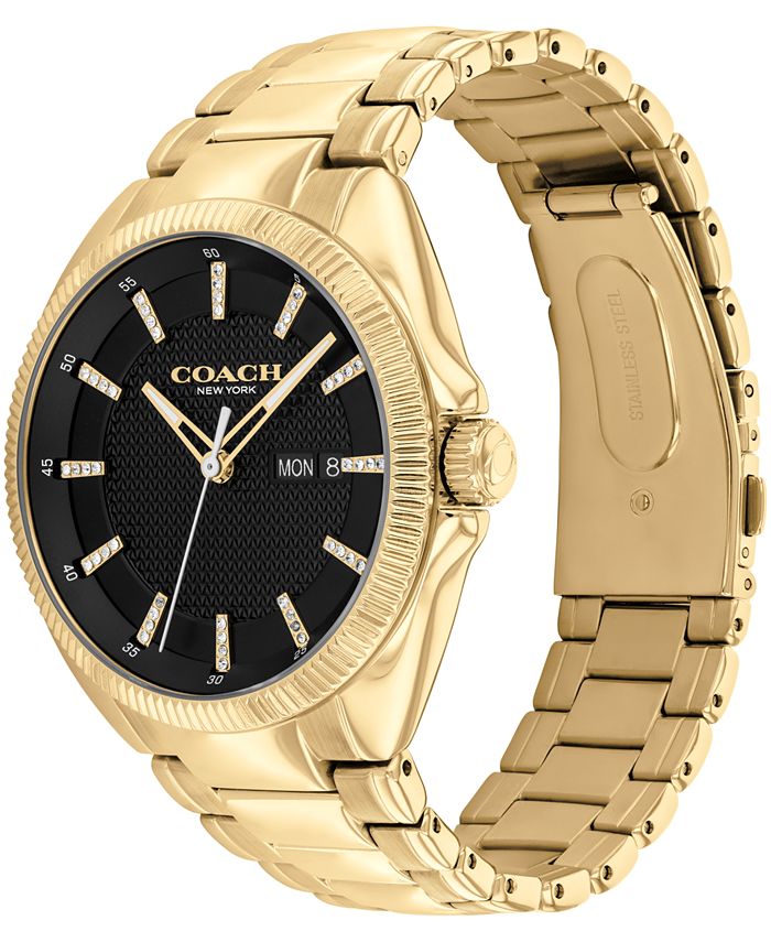 COACH Men's Jackson Gold-Tone Stainless Steel Watch 45mm - Macy's