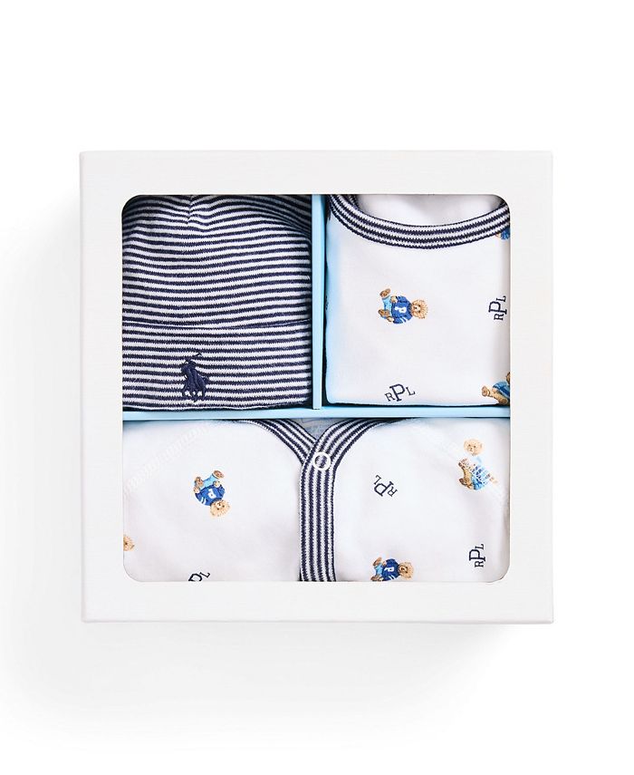 Polo Ralph Lauren Baby Boys Polo Bear Cotton 3 Piece Gift Set - Macy's