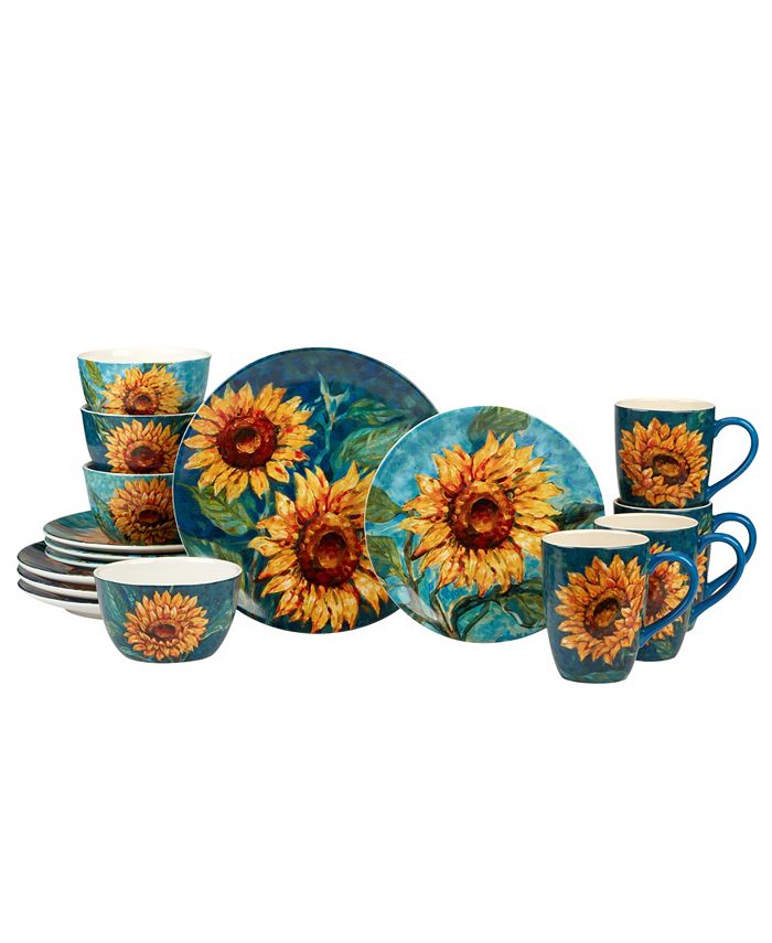 Certified International Golden Sunflowers 16Pc Dinnerware Set, Service ...
