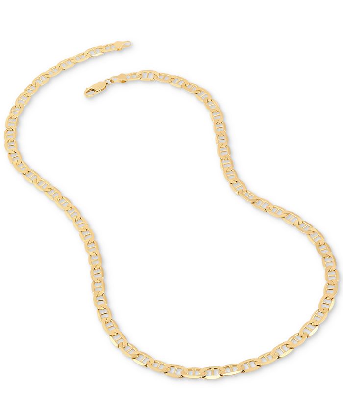 Italian Gold Polished Solid Mariner Link 22" Chain Necklace (6-1/6mm ...