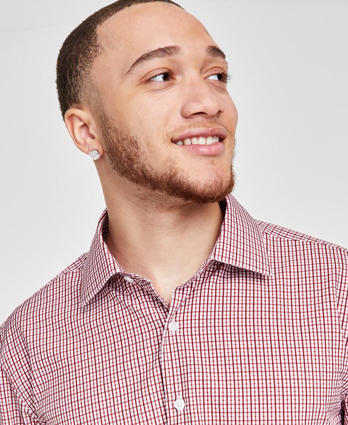 Tayion Collection Men's Slim-Fit Plaid Dress Shirt - Macy's