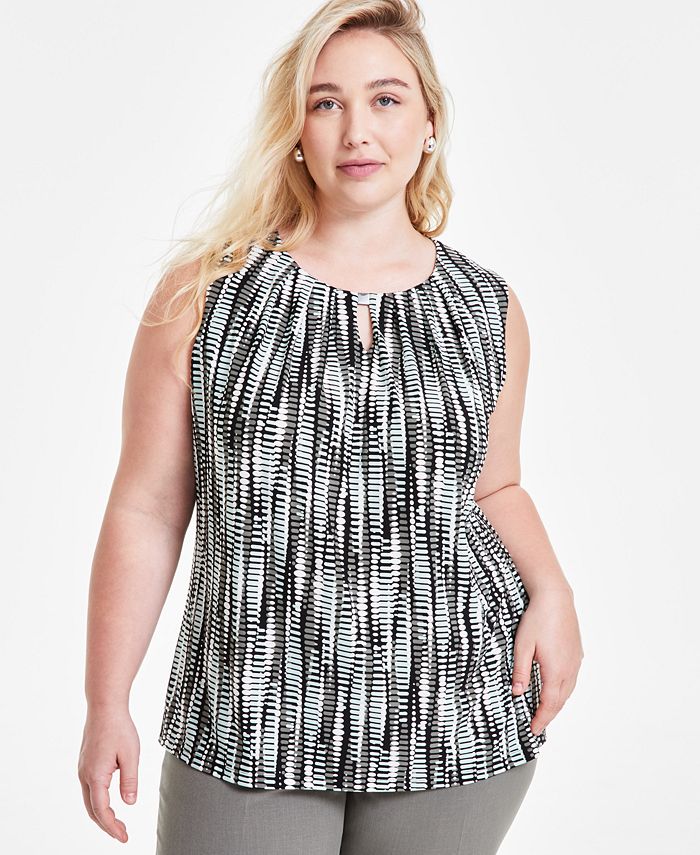 Kasper Plus Size Printed Sleeveless Shell Top - Macy's