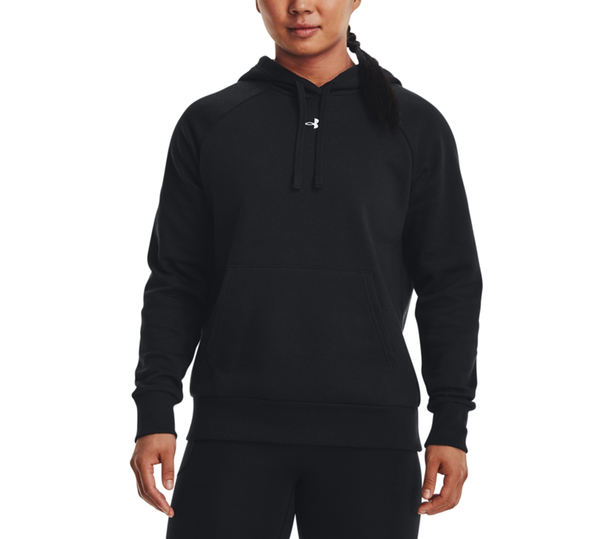 Under Armour Womens Rival Fleece Long-Sleeve Hoodie - Black / / White