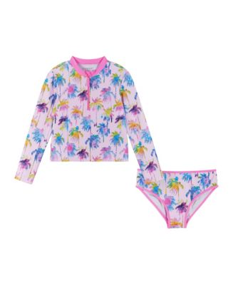 Andy & Evan Big Girls Palm Tree Print Rashguard Set - Macy's