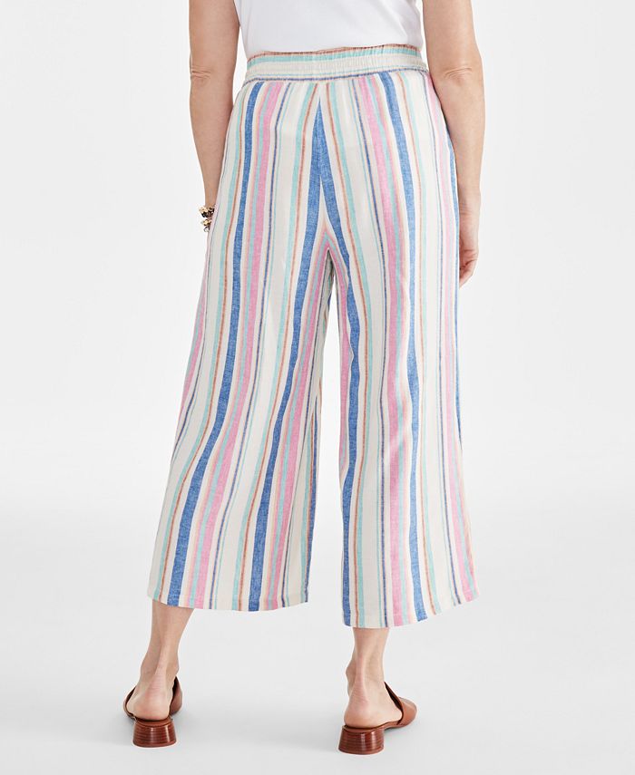 Style & Co Women's Stripe Cropped Drawstring Pants, Created for Macy's ...